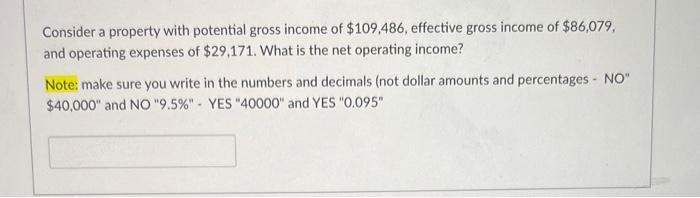 Solved Consider a property with potential gross income of | Chegg.com