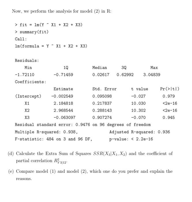 Solved Now, we perform the analysis for model (2) in R: > | Chegg.com
