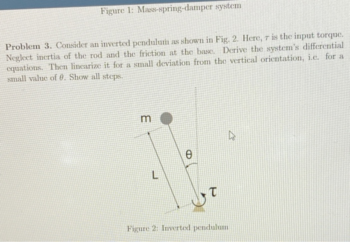 Solved Figure 1: Mass-spring-damper system Problem 3. | Chegg.com