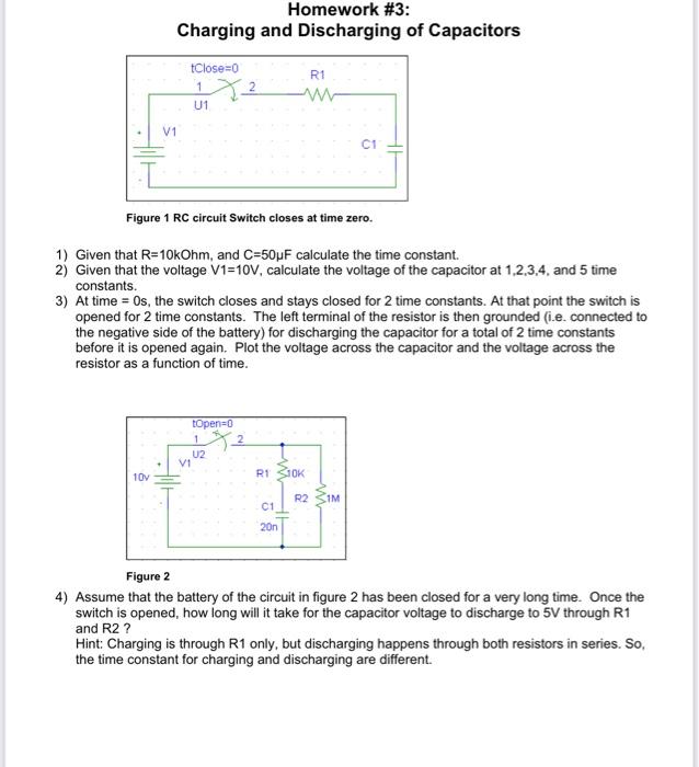 Solved Homework \#3: Charging and Discharging of Capacitors | Chegg.com