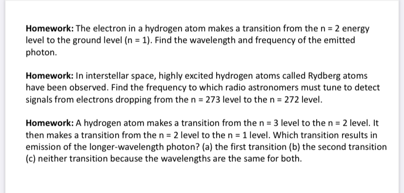 Solved Homework The Electron In A Hydrogen Atom Makes A