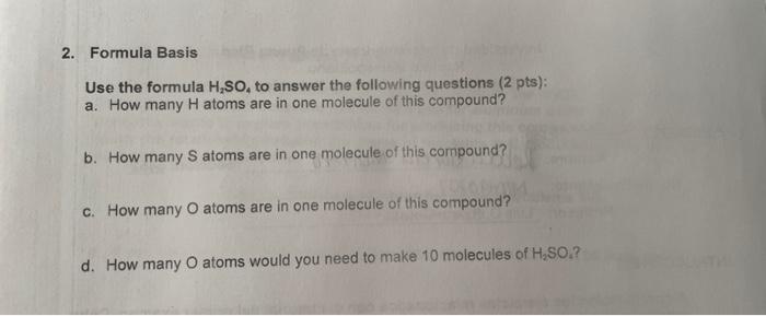 Solved 2. Formula Basis Use the formula H,So, to answer the | Chegg.com