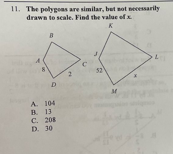 Solved The polygons are similar, but not necessarily drawn | Chegg.com