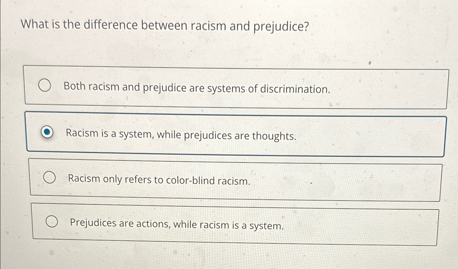 Solved What is the difference between racism and | Chegg.com