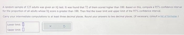 Solved A random sample of 125 adults was given an 1Q test, | Chegg.com