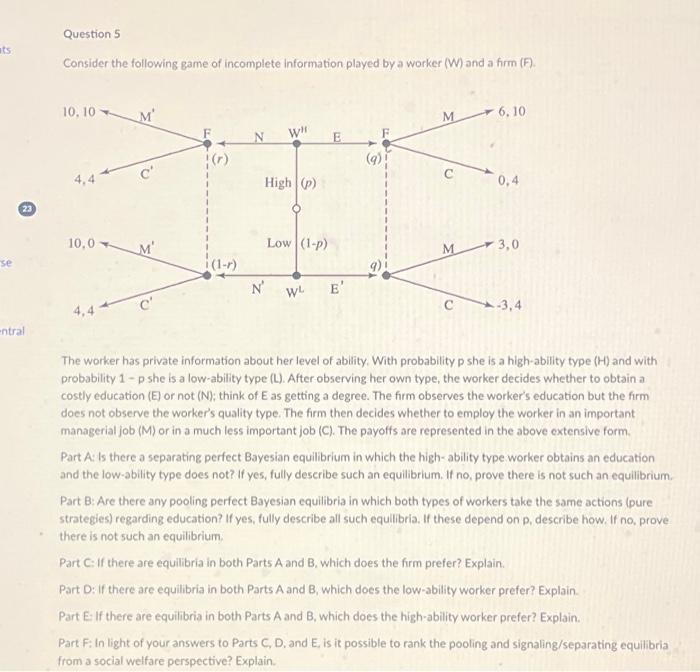 Solved Consider the following game of incomplete information | Chegg.com
