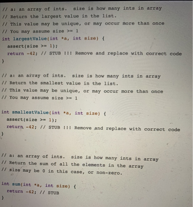 Solved // a: an array of ints. size is how many ints in | Chegg.com