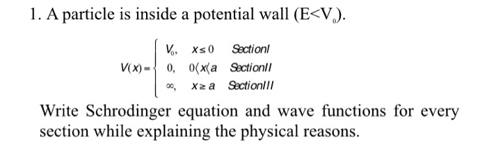 Solved 1. A particle is inside a potential wall (E | Chegg.com