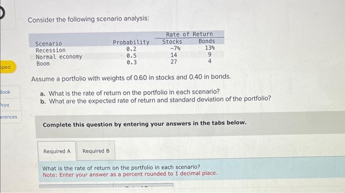 Solved Consider the following scenario analysis: Assume a | Chegg.com