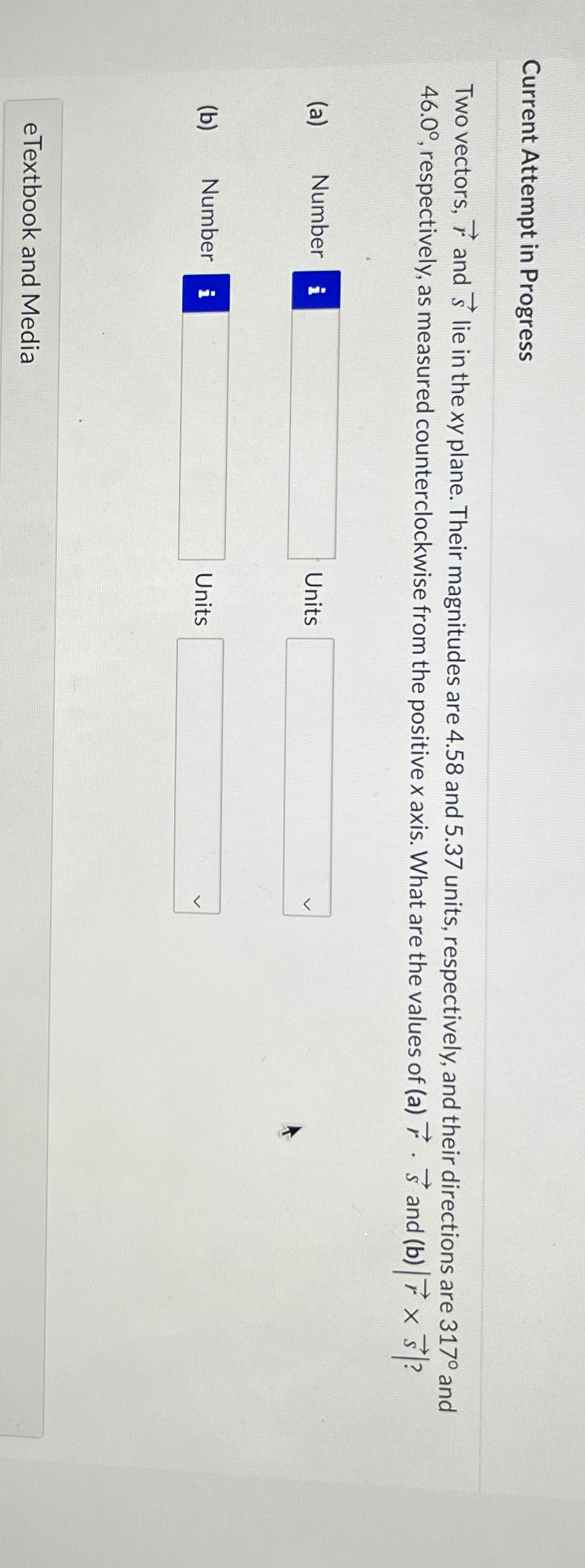 Solved Two vectors, vec(r) ﻿and vec(s) ﻿lie in the xy plane. | Chegg.com