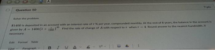 Solved Solve the probtem. $1400 is deposited in an account | Chegg.com