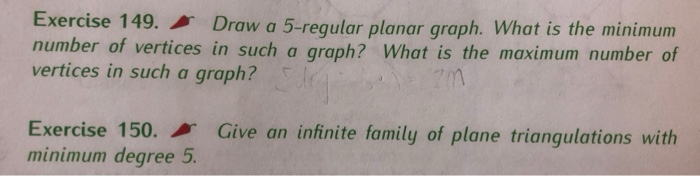 Solved Exercise 149. Draw a 5-regular planar graph. What is | Chegg.com