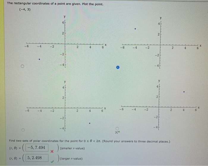 Solved The rectangular coordinates of a point are given. | Chegg.com