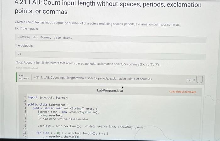 Solved 4 21 Lab Count Input Length Without Spaces Periods