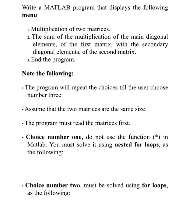 Solved Write a MATLAB program that displays the following | Chegg.com
