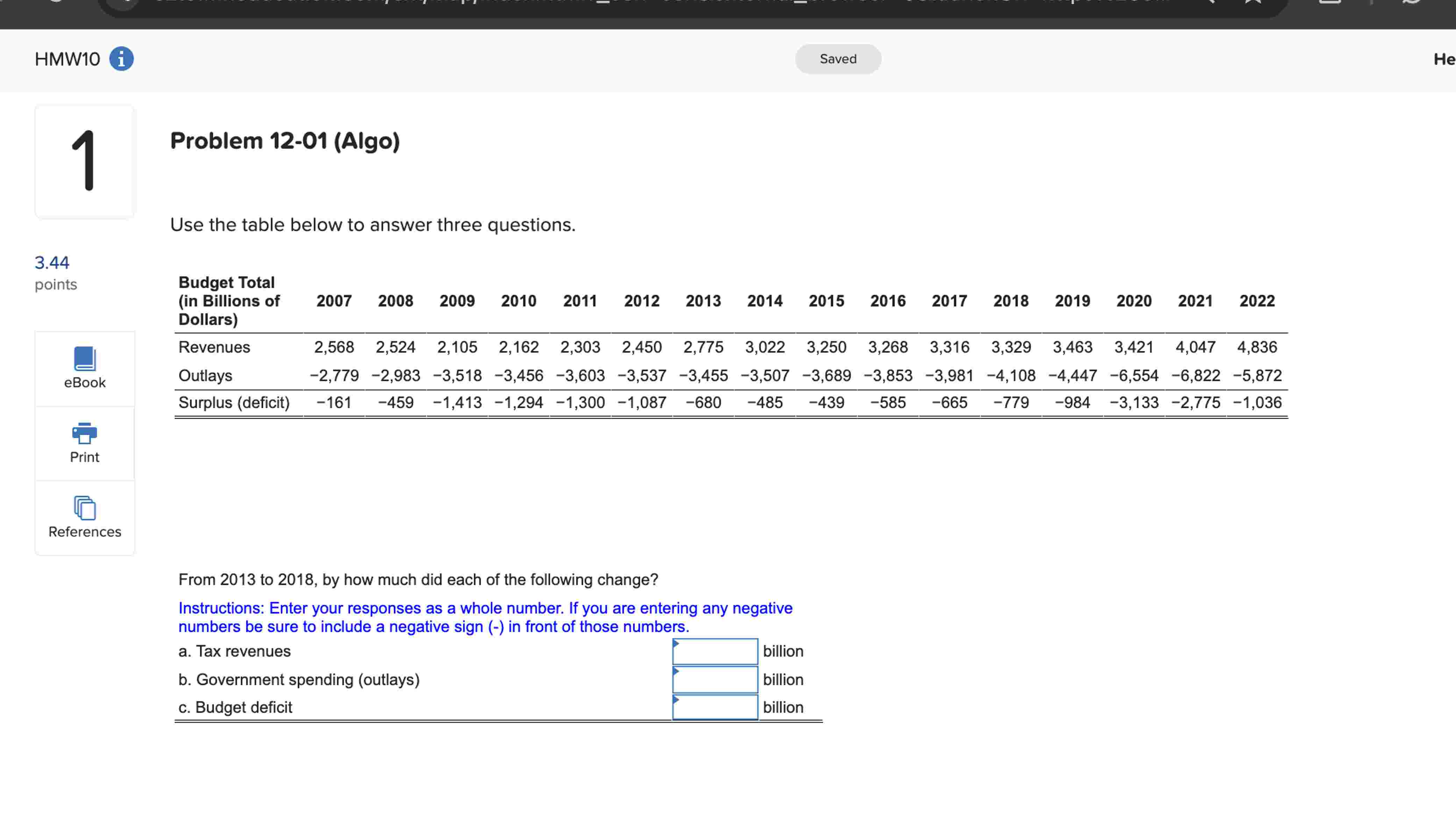 Solved 1 ﻿Problem 12-01 (Algo)Use the table below to answer | Chegg.com