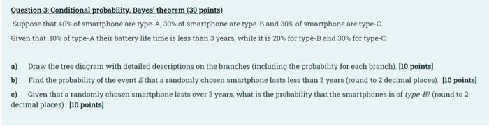 Solved Question 3: Conditional probability, Bayes' theorem | Chegg.com