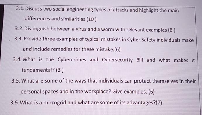 Solved 3.1. ﻿Discuss two social engineering types of attacks | Chegg.com