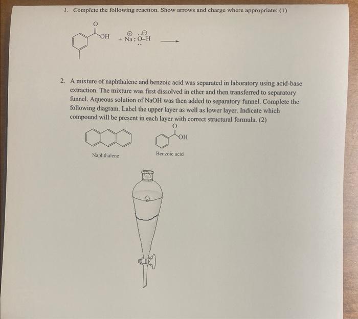Solved 1. Complete the following reaction. Show arrows and | Chegg.com