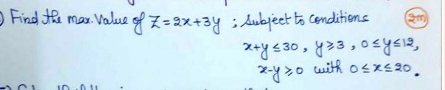 Solved Find the max. Value of z=2x+3y; subject to | Chegg.com