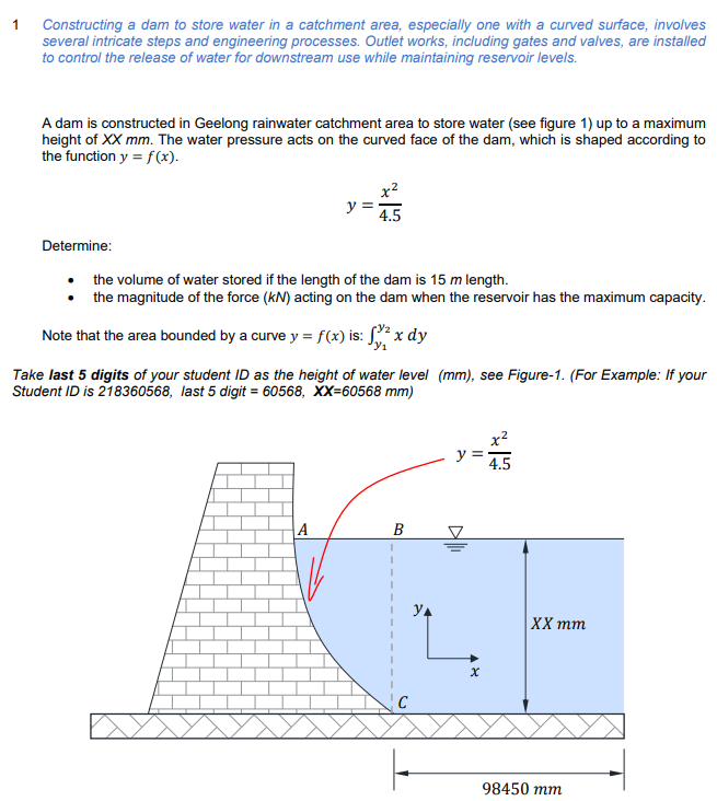 Solved A dam is constructed in Geelong rainwater catchment | Chegg.com