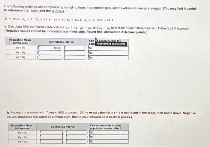 Solved The following statistics are computed by sampling | Chegg.com