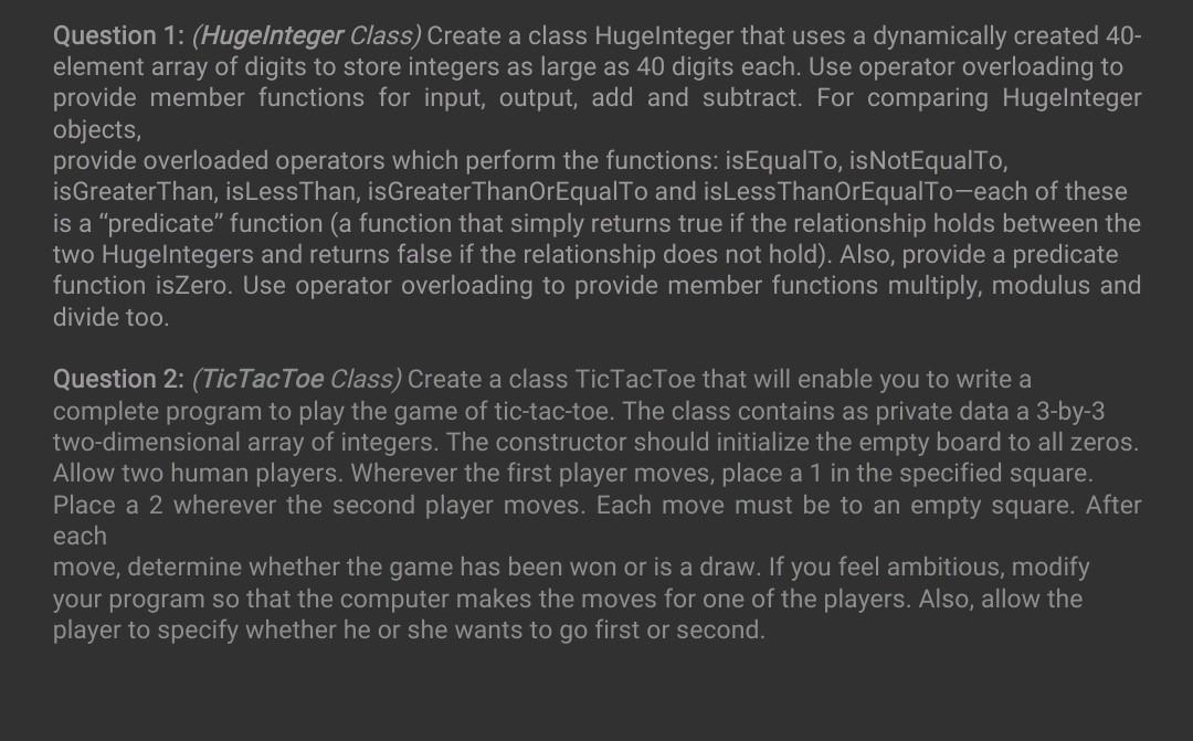 Solved do all questions boundaries: class, friend functions, | Chegg.com
