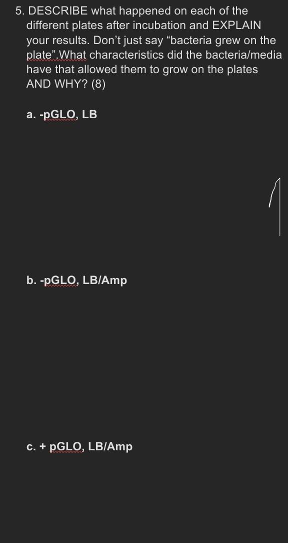 Solved PART B LIGATION \& TRANSFORMATION ig 2. pGLO Map 1. | Chegg.com