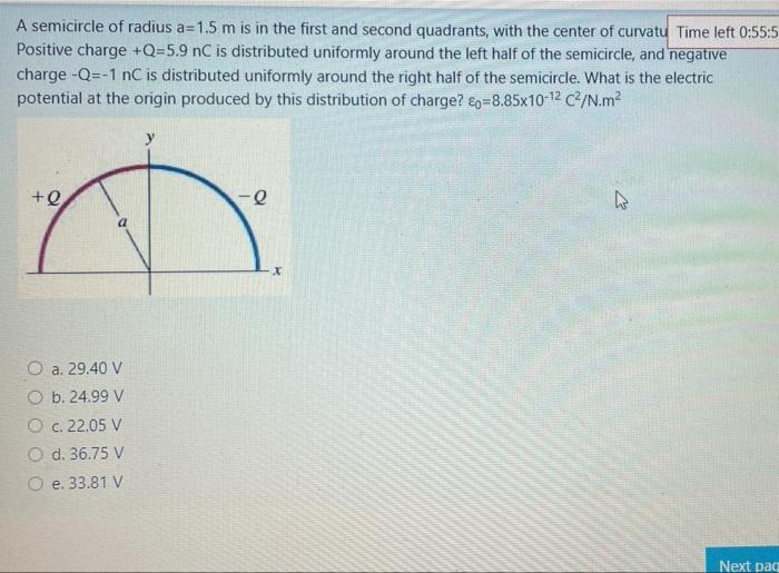 Solved A semicircle of radius a=1.5 m is in the first and | Chegg.com