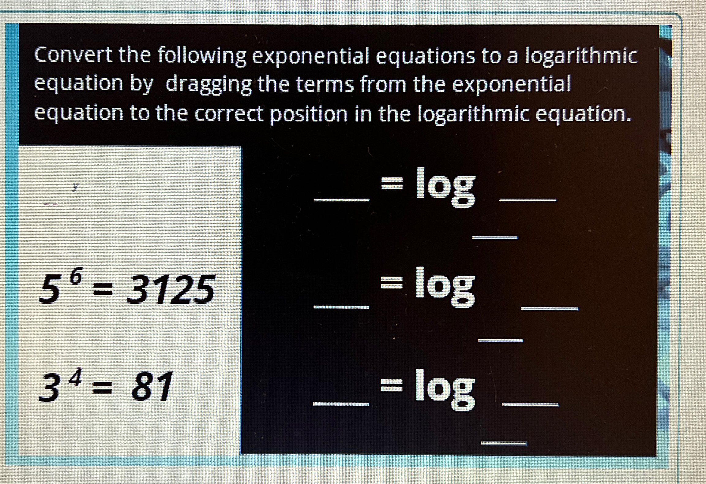 Solved Convert the following exponential equations to a | Chegg.com