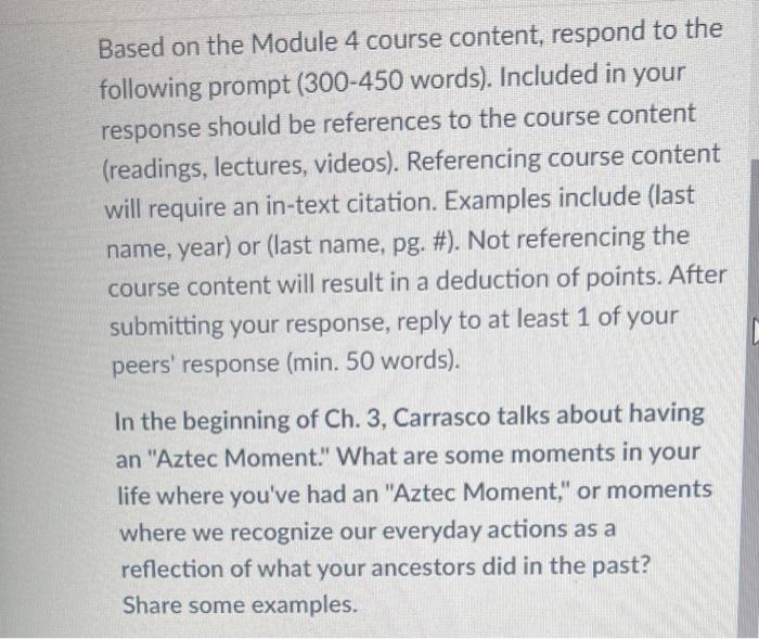 Based on the Module 4 course content, respond to the | Chegg.com