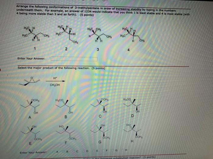 Solved Arrange the following conformations of | Chegg.com