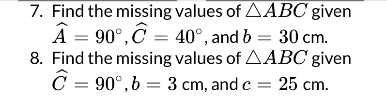 Solved Find the missing values of ????ABC ﻿given | Chegg.com