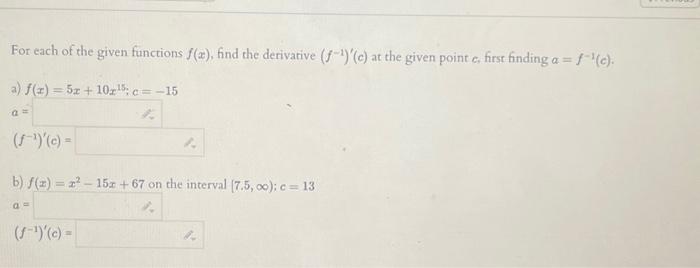 Solved For each of the given functions f(x), find the | Chegg.com