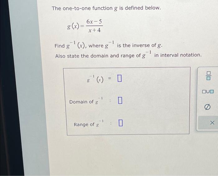The one-to-one function g is defined below. | Chegg.com