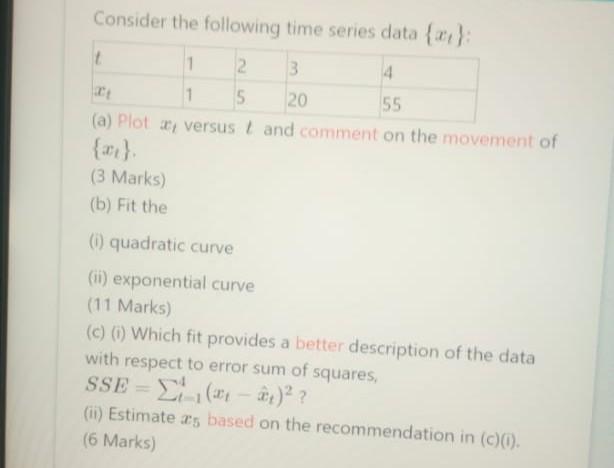 Solved Consider the following time series data fx.1. {xt}. | Chegg.com