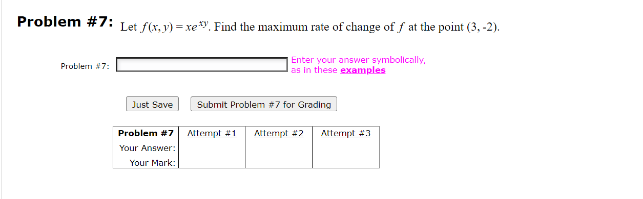Solved Problem #7: Let f(x,y)=xexy. ﻿Find the maximum rate | Chegg.com