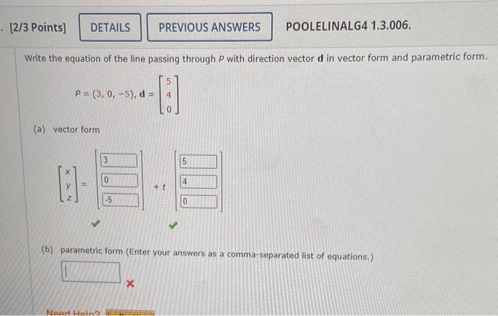 Solved [2/3 Points] DETAILS PREVIOUS ANSWERS POOLELINALG4 | Chegg.com