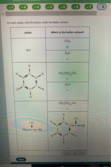 Solved For each solute, click the button under the better | Chegg.com