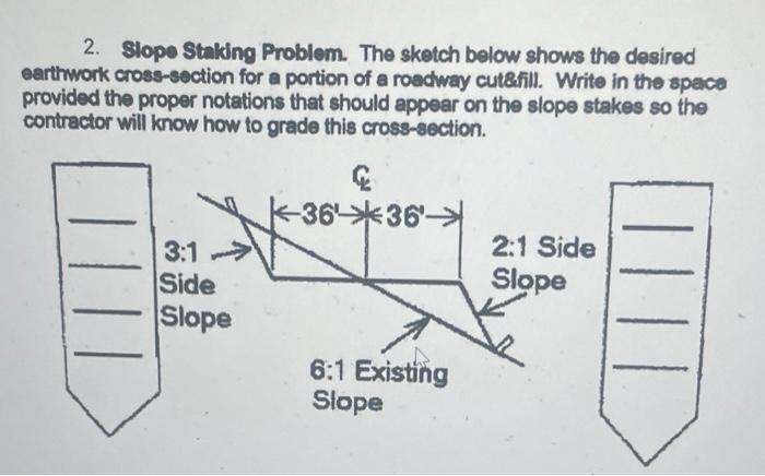 Solved 2. Slope Staking Problem. The sketch below shows the | Chegg.com