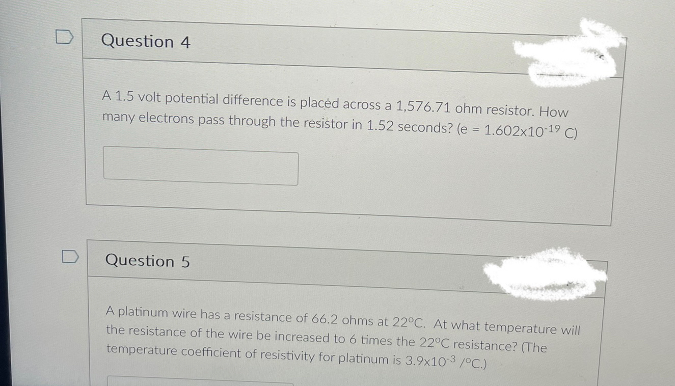 Solved Question 4A 1.5 ﻿volt potential difference is placed | Chegg.com