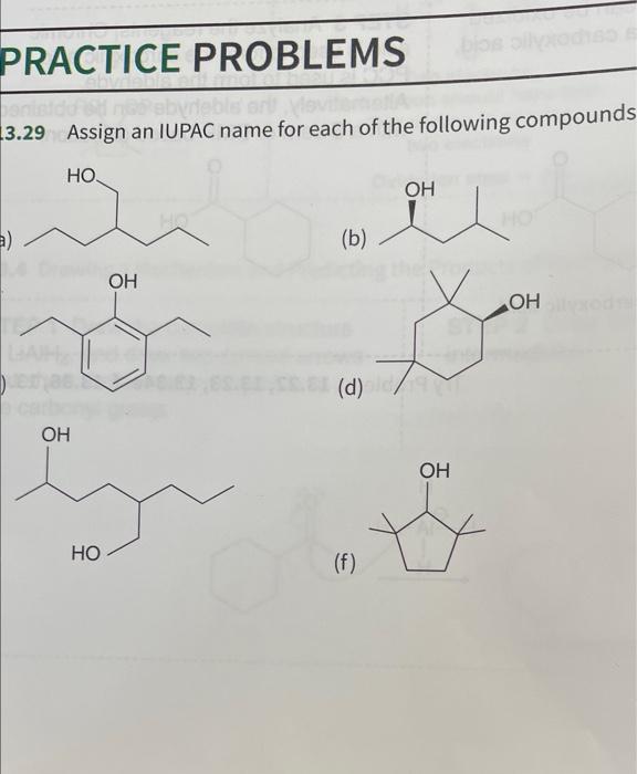 Solved 3.29 Assign an IUPAC name for each of the following | Chegg.com