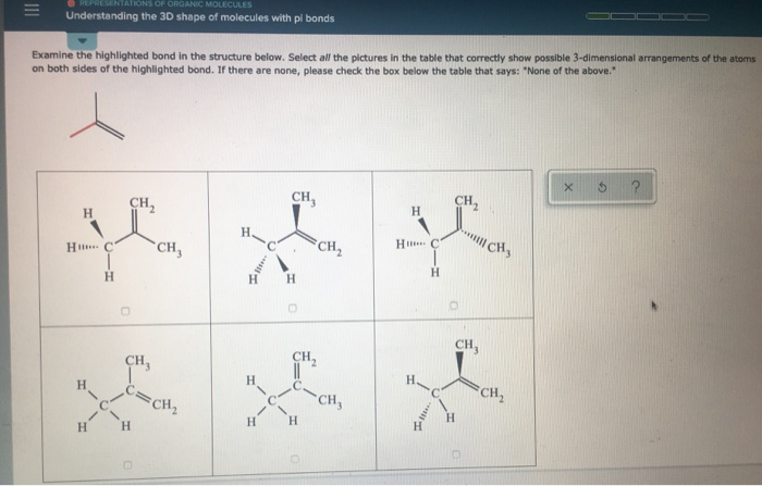 Solved Understanding the 3D shape of molecules with pl bonds | Chegg.com