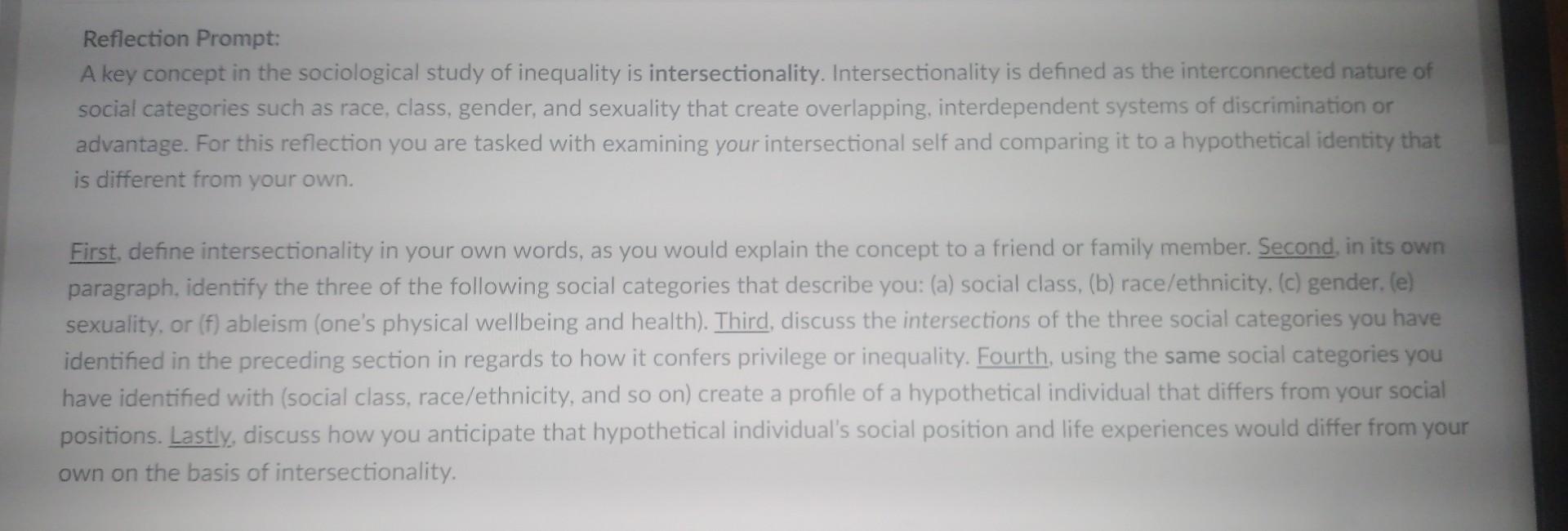 Reflection Prompt: A key concept in the sociological | Chegg.com