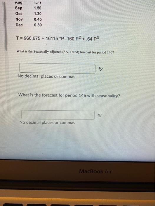 Solved Use a TSD forecasting model with the following | Chegg.com