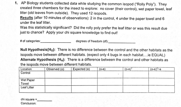 Solved 1. AP Biology students collected data while studying | Chegg.com