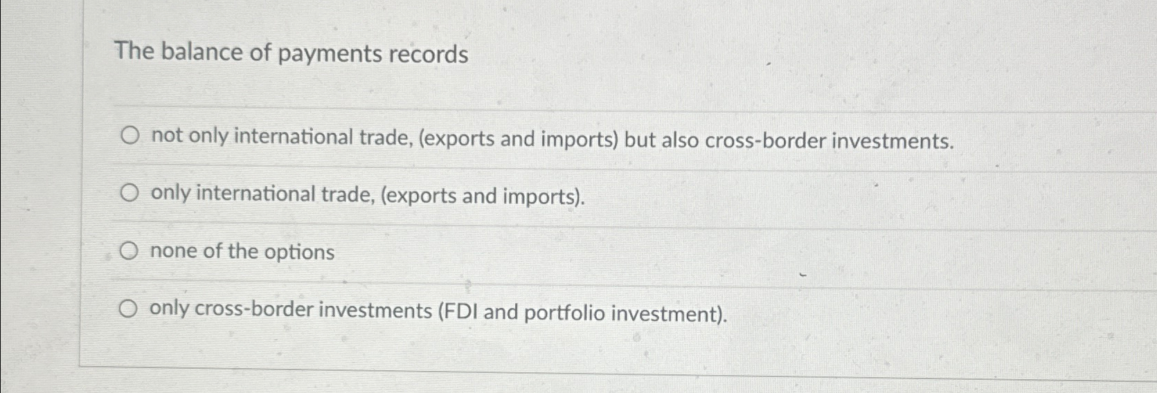 Solved The balance of payments recordsnot only international | Chegg.com