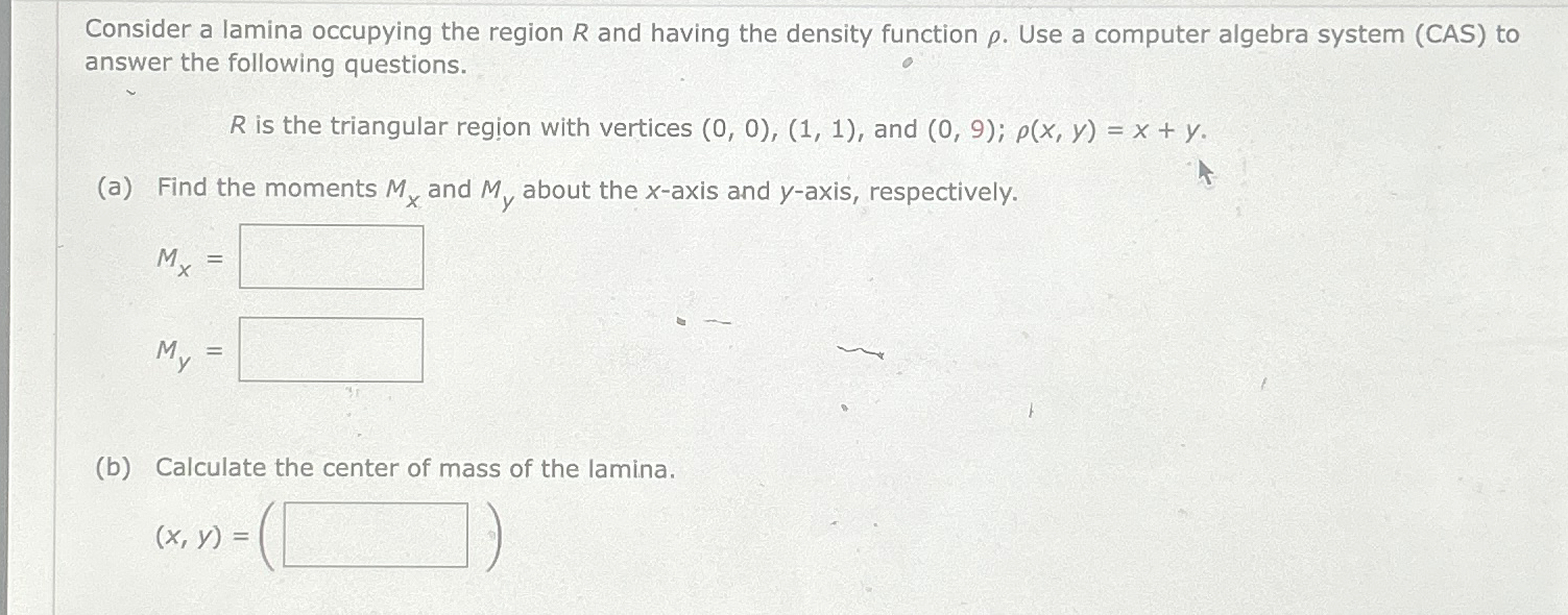 Solved Consider a lamina occupying the region R ﻿and having | Chegg.com