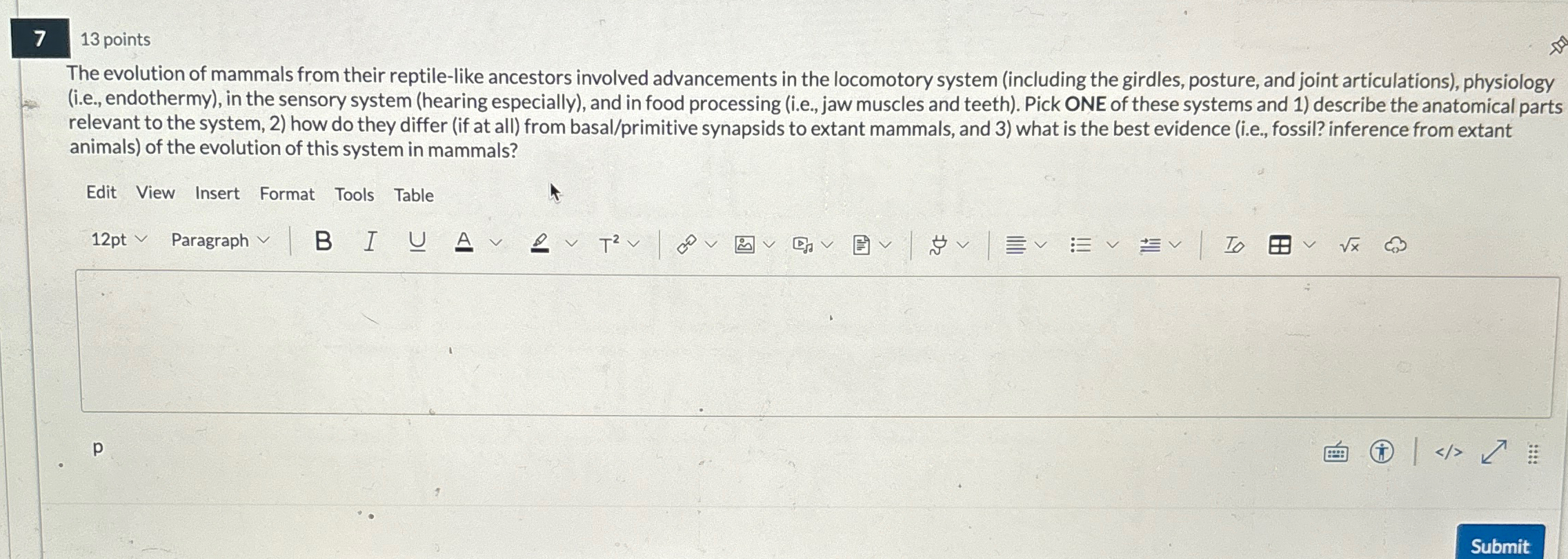 Solved 713 ﻿pointsThe evolution of mammals from their | Chegg.com