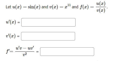 Solved Let u(x)=sin(x) ﻿and v(x)=x11 ﻿and | Chegg.com